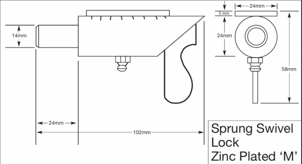 Spring Swivel Lock ‘M’ – Zinc Plated Steel Weld-In Spring Locking ...