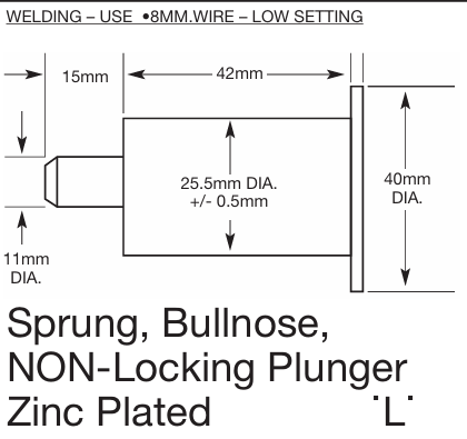 Spring Bullnose Non-Locking Plunger ‘L’ with Ring – Zinc Plated Steel ...