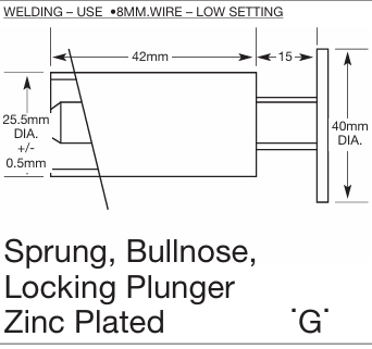 Spring Bullnose Locking Plunger ‘G’ – Zinc Plated Steel Weld-In Plunger ...